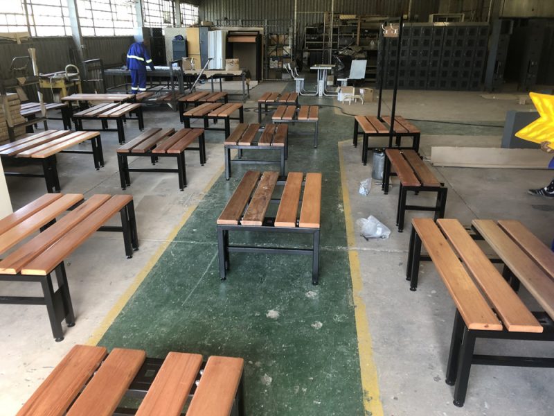 FSD002CH Double sided Square Tubing Benches with Coat Hook Frames in ...
